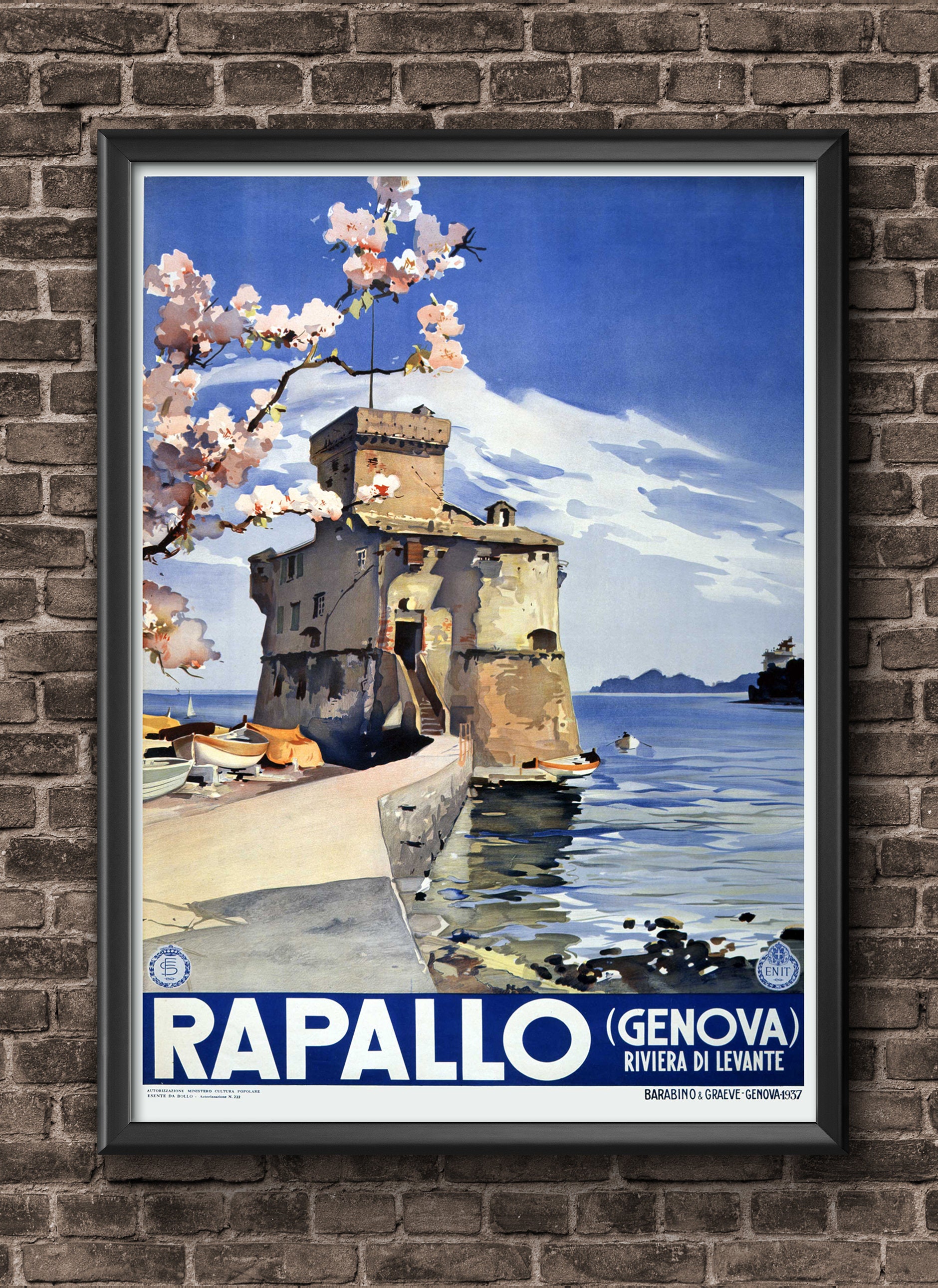 Rapallo Genova Italy Vintage Travel Poster Travel Decor - Etsy