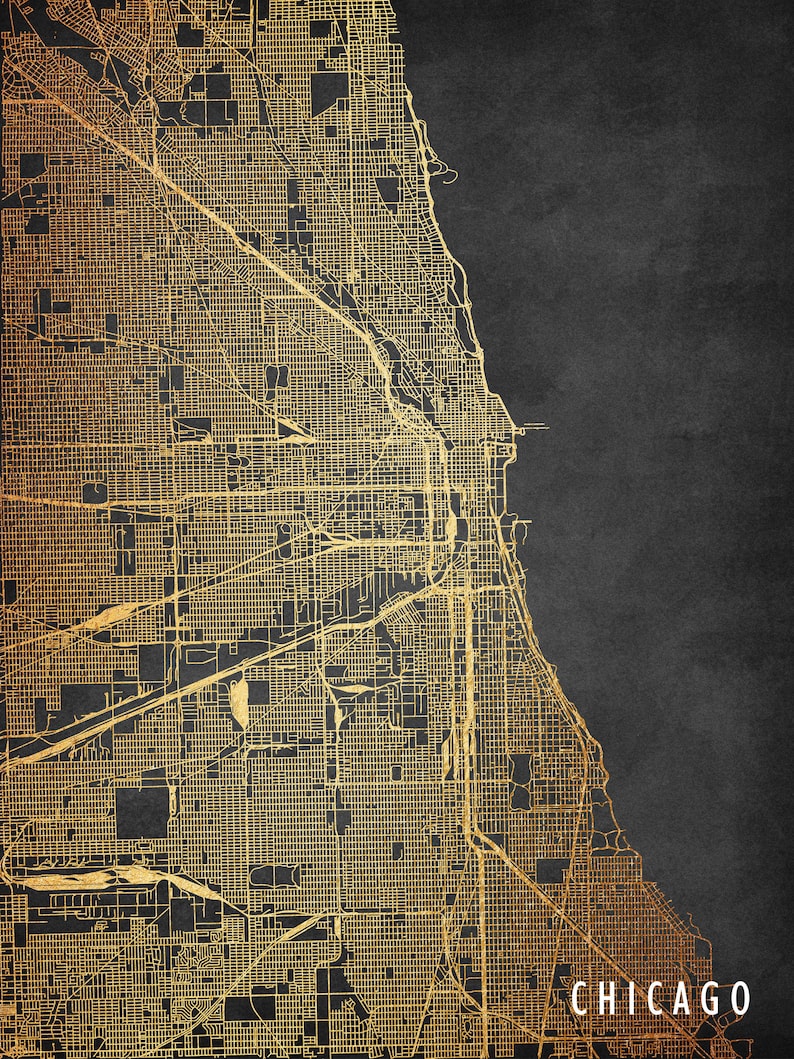 Chicago Wall Art Map of Chicago Chicago Illinois Map - Etsy