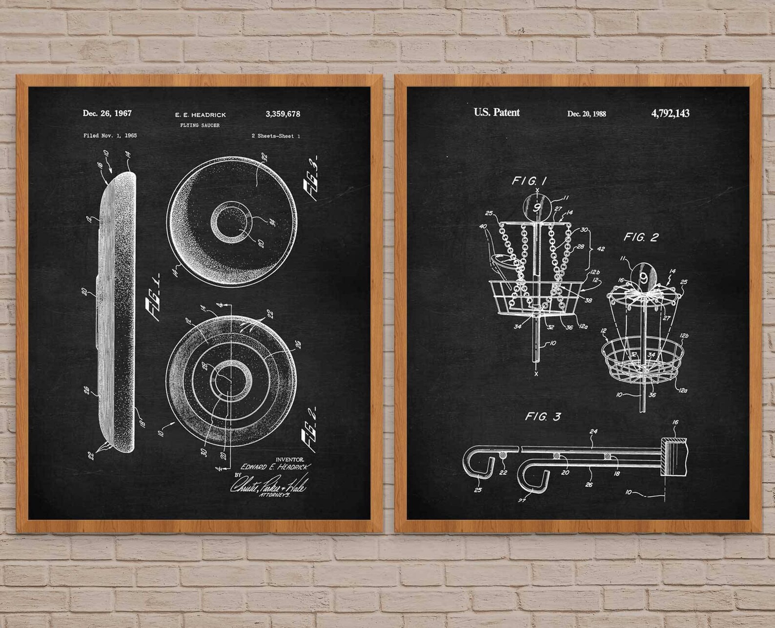 Frisbee Patent Print Wall Art Set, Frisbee Golf, Disc Golf, Disc Golf ...