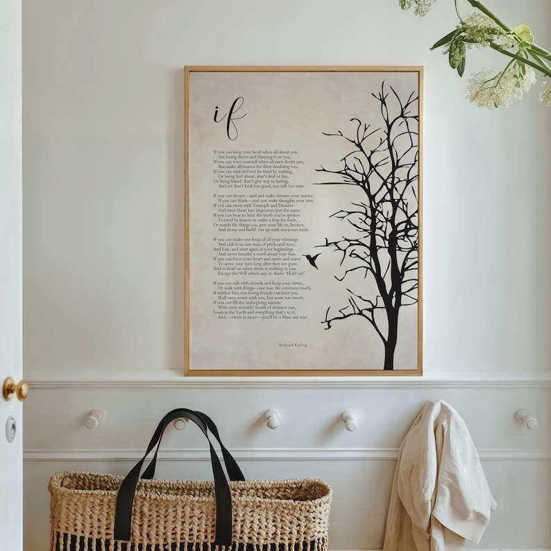 Rudyard Kipling If Poem Wall Art Inspirational Literary Quote Poster ...
