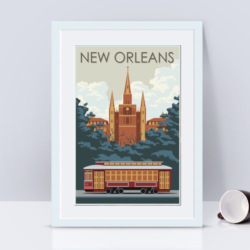New Orleans Vintage Travel New Orleans Poster Travel Art - Etsy