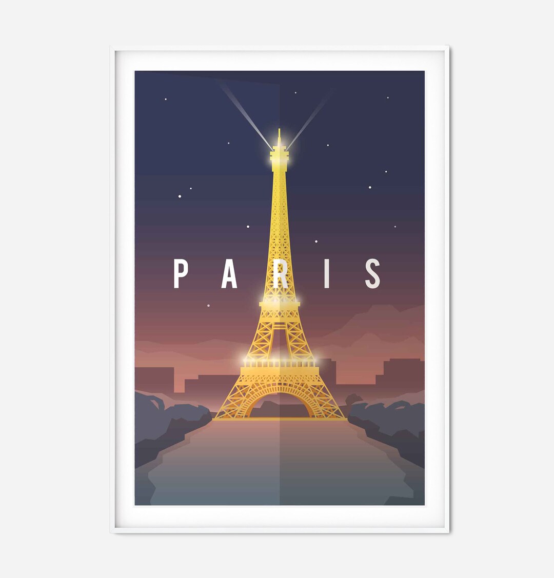 Paris Vintage Travel Poster, Cityscape Print, Retro City Art Travel ...