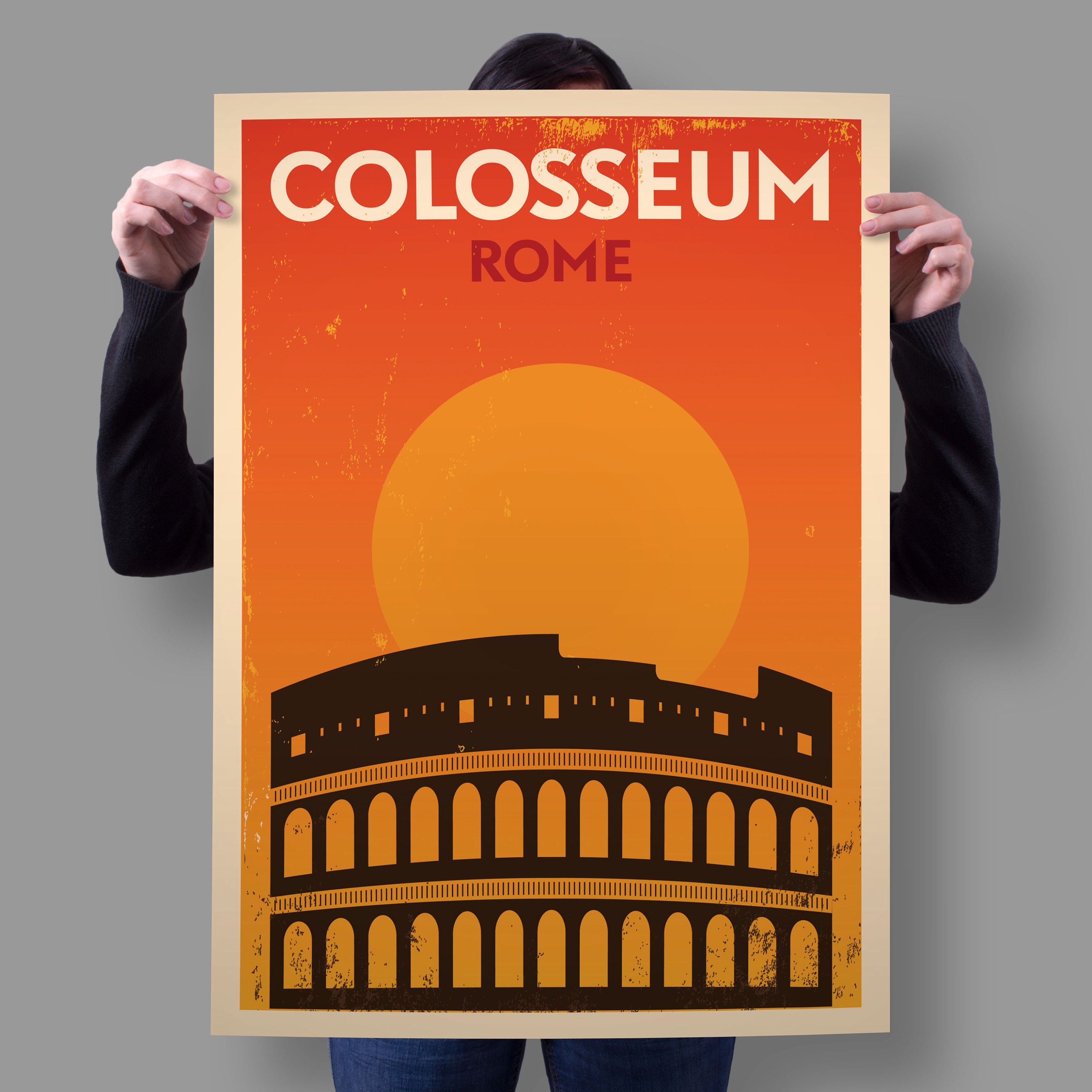 Colosseum Poster Travel Decor Cityscape Print Retro City | Etsy