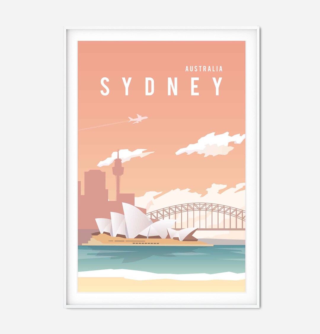 Sydney Vintage Travel Poster, Cityscape Print, Retro City Art Travel ...