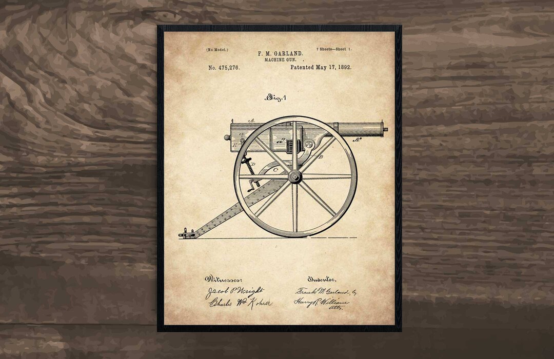 Machine Gun, Military Gift, Blueprint Art, US Army, Airborne, Military ...