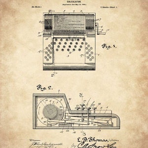 Vintage Calculator Patent Print, Mathematics Office Art - Etsy