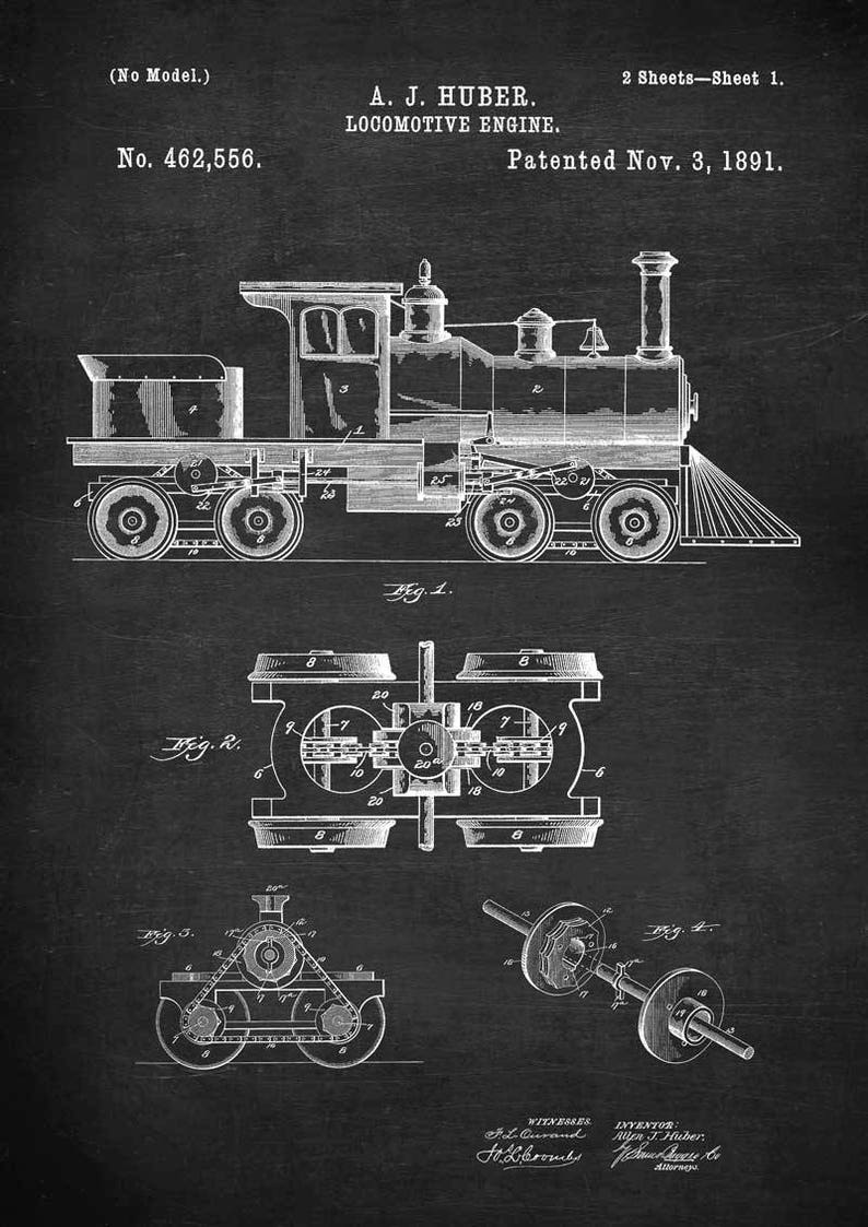 Locomotive Patent Print Train Patent Train Engine Patent | Etsy
