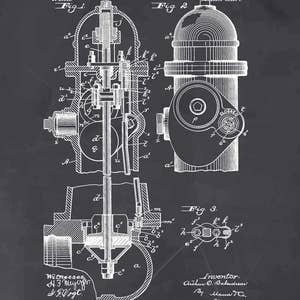 Fire Hydrant Patent Poster, Hydrant 1903, Firehouse, City Art ...