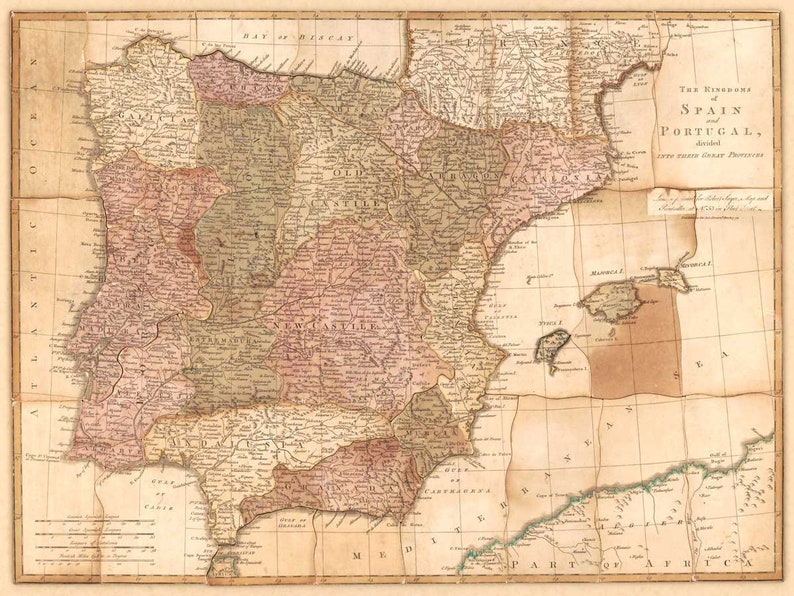Spain Map 1772 Portugal Map Large Map Vintage Maps Antique - Etsy Spain Map 1772 Portugal Map Large Map Vintage Maps Antique - Etsy