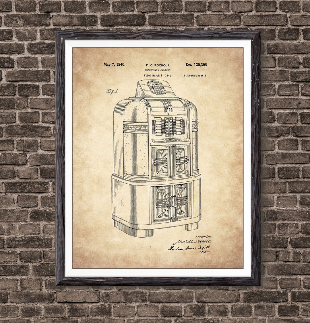 Music Art Decor Jukebox Patent Print Art 1940 Music Decor, Retro Wall ...