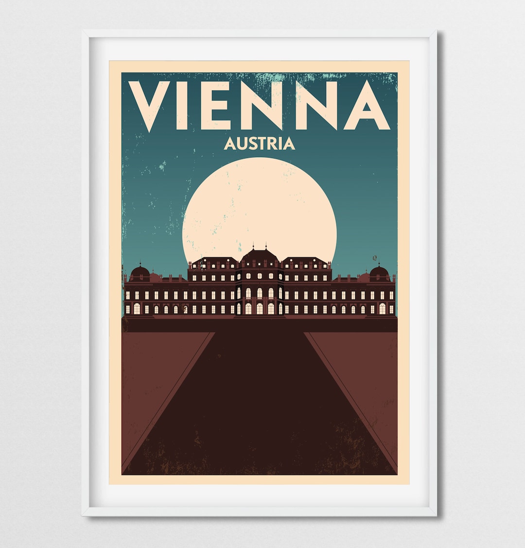 Vienna Travel Poster, Travel Decor, Cityscape Print, Retro City Art ...