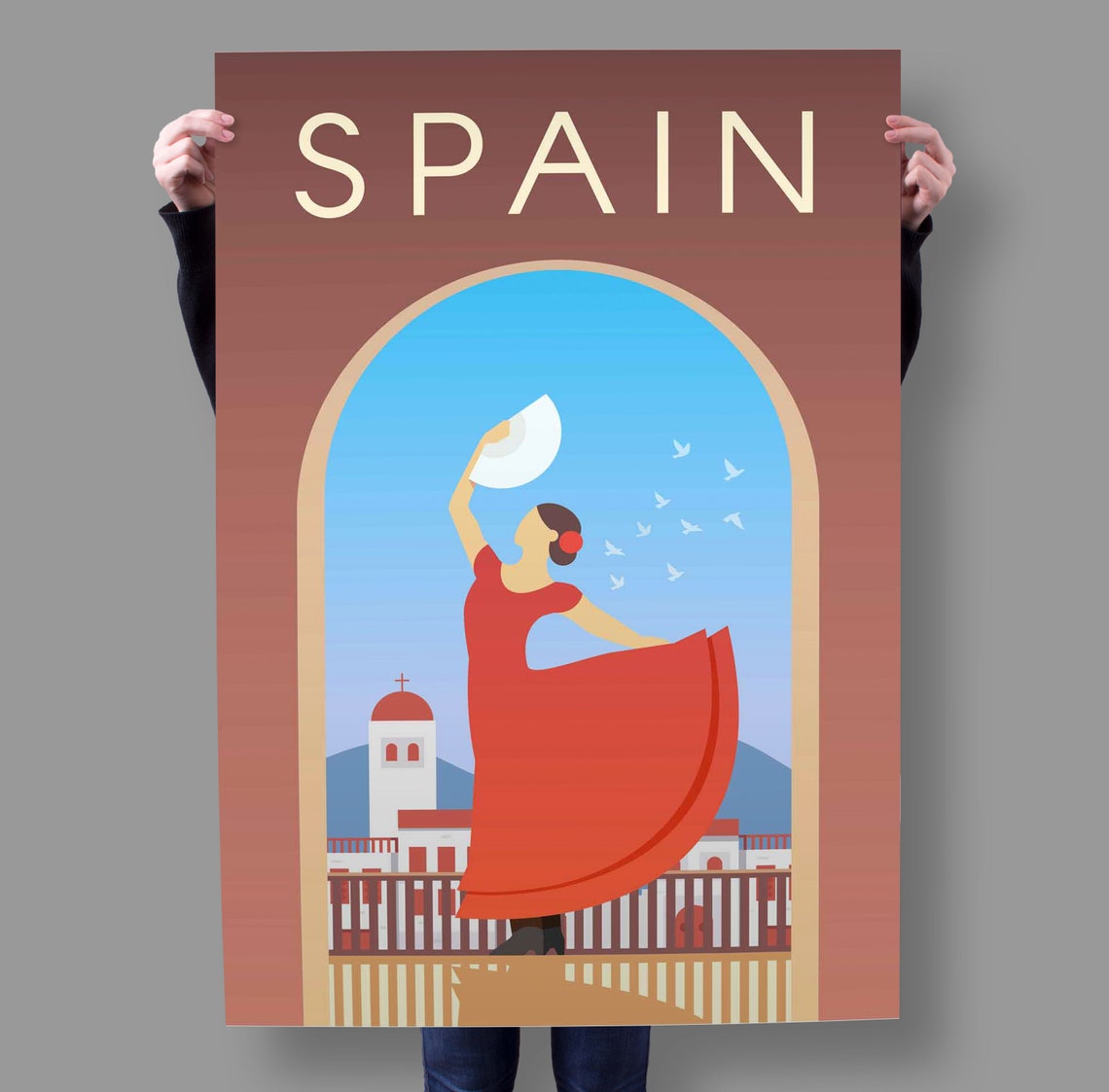 Spain Vintage Travel Poster, Cityscape Print, Retro City Art Travel ...