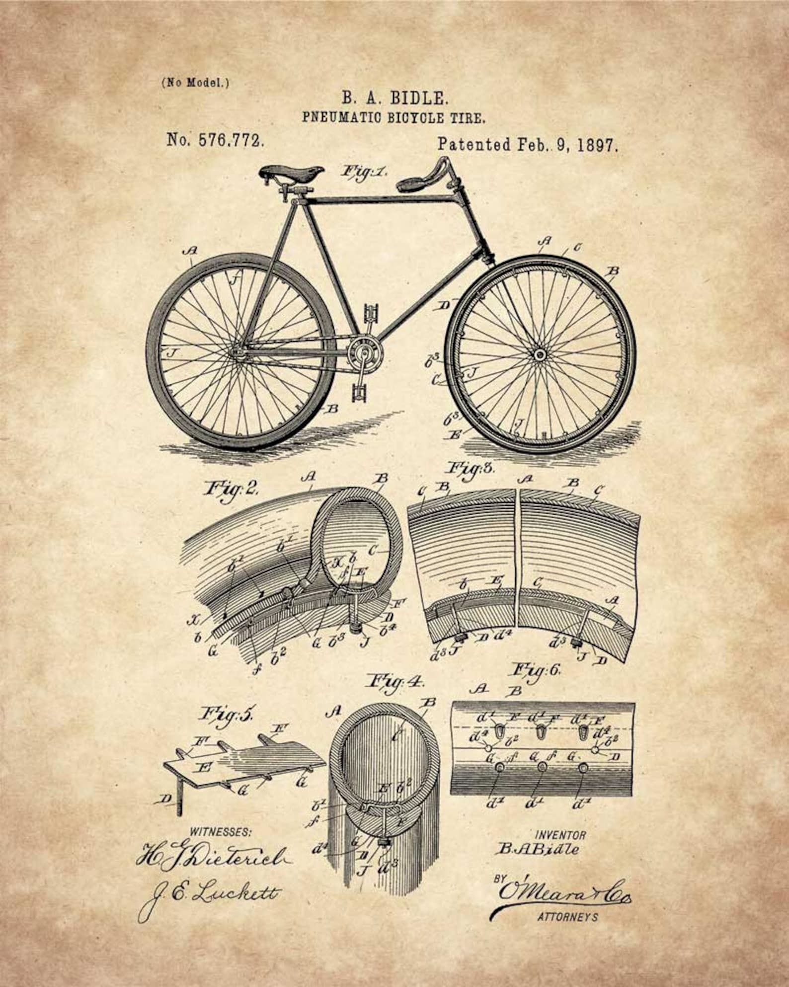Bicycle Patent Prints Set Bicycle Wall Art Posters Cyclist | Etsy