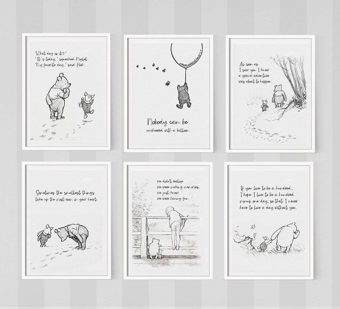 Classic Winnie the Pooh Print Set of 6, Winnie the Pooh Printable, Pooh ...