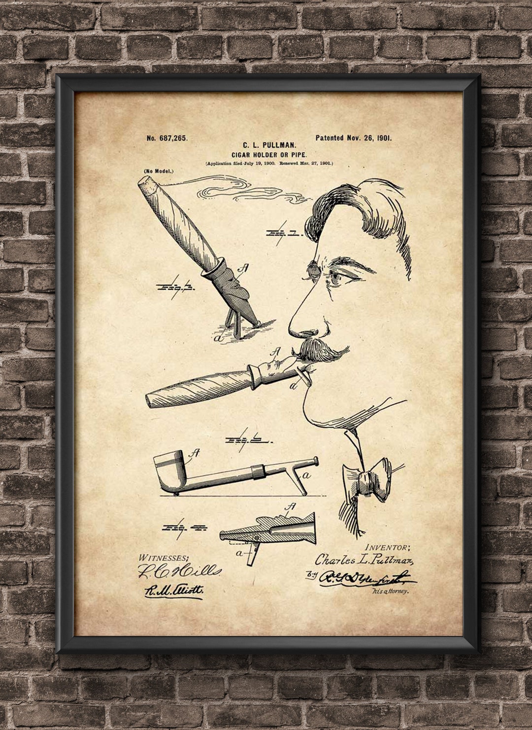 Cigar Patent Print Wall Art, Cigar Decor Mancave, Smoke Shop, Cigar ...