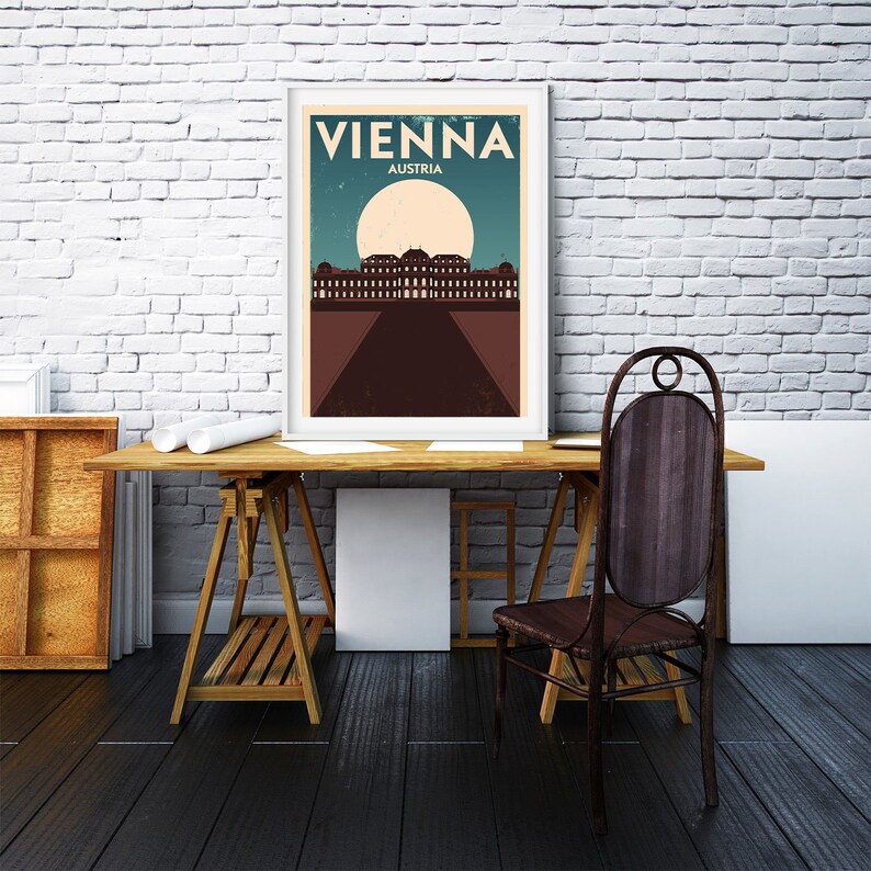 Vienna Travel Poster Travel Decor Cityscape Print Retro | Etsy