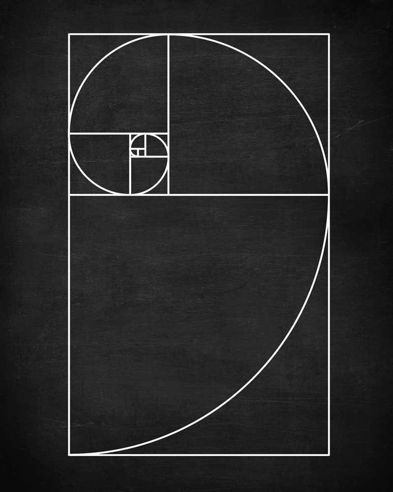 Fibonacci Spiral Wall Golden Ratio Wall Art Mathematics | Etsy