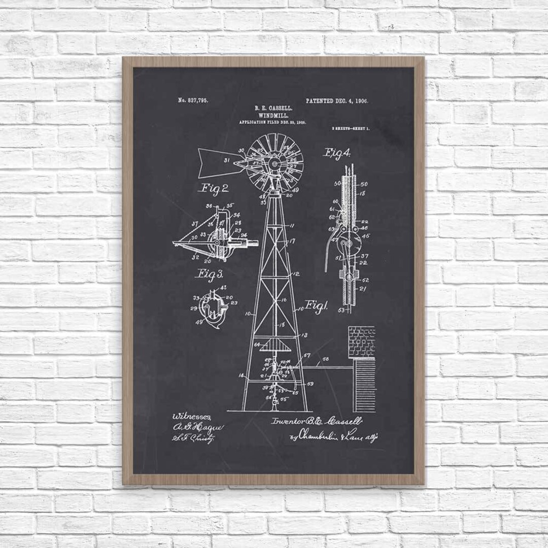 Windmill Patent, Windmill Poster, Windmill Art, Farming Patent, Farming ...