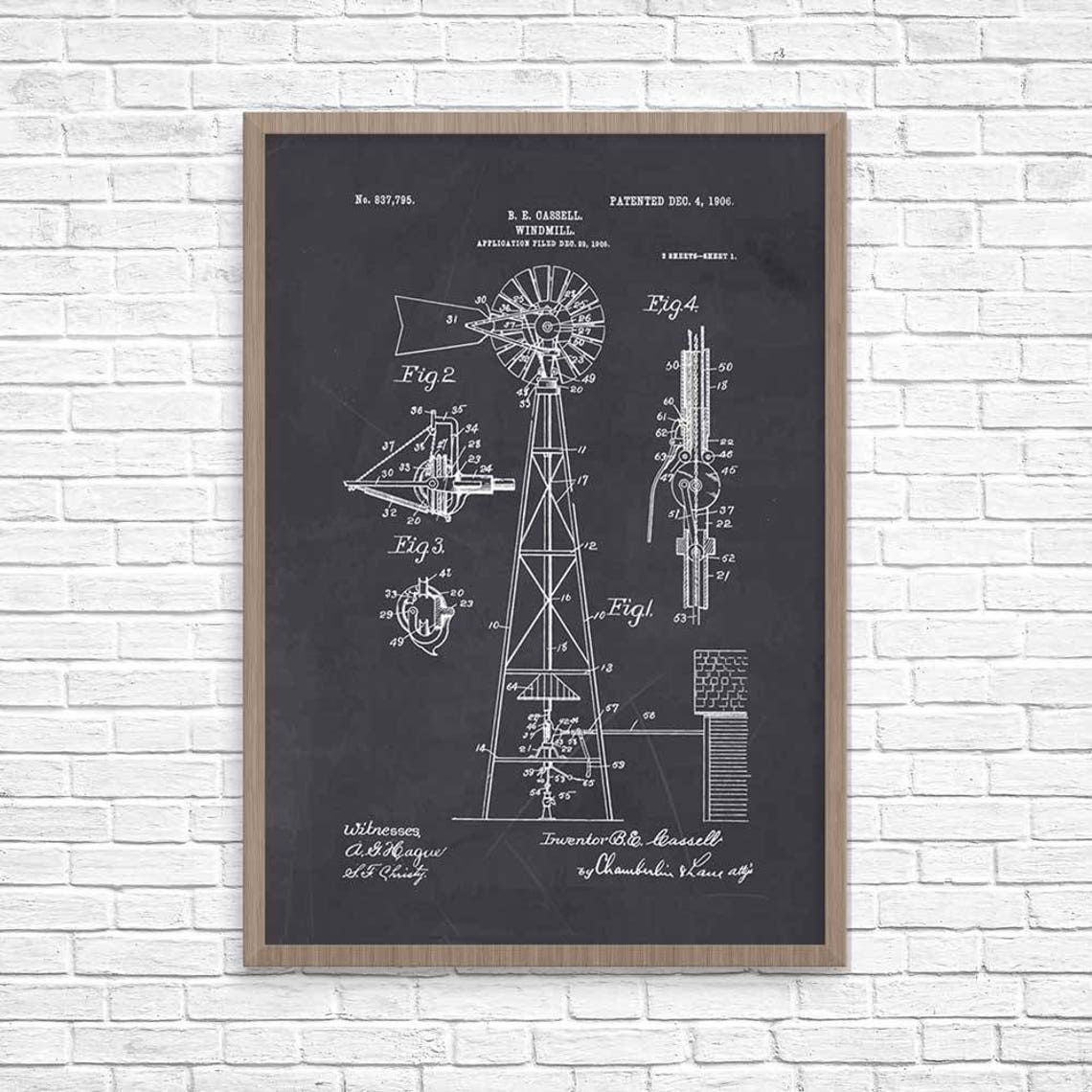 Windmill Patent Windmill Poster Windmill Art Farming - Etsy