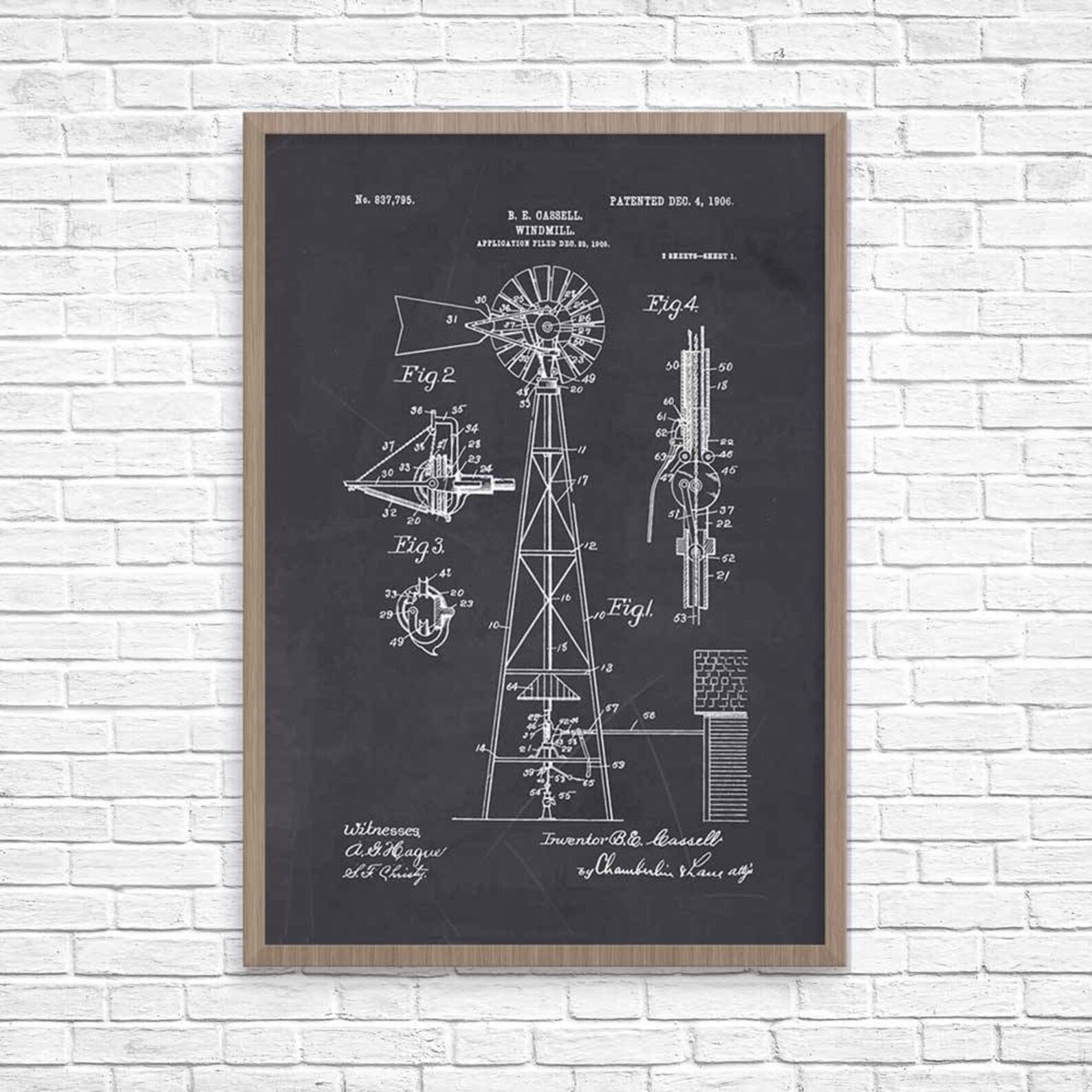 Windmill Patent Windmill Poster Windmill Art Farming - Etsy
