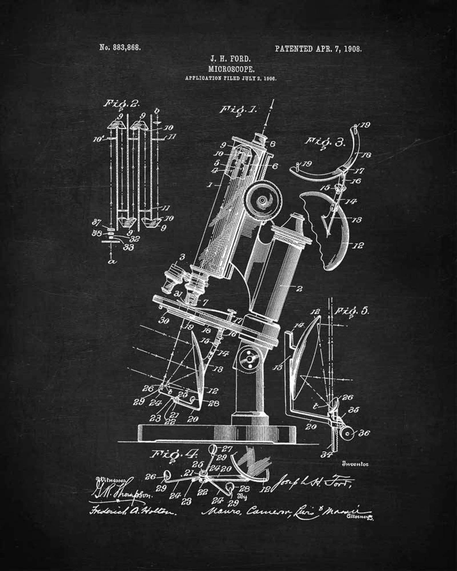 Science Art Microscope Patent Vintage Science Art - Etsy
