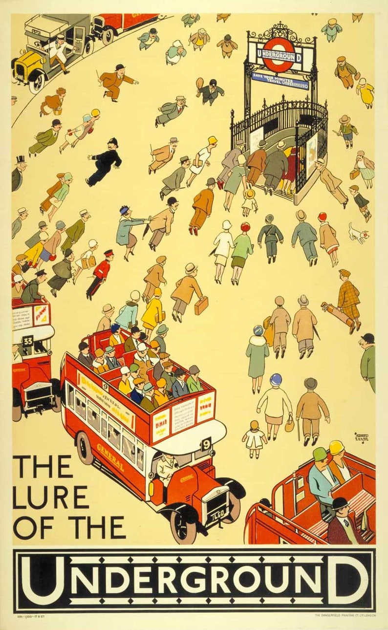 London Underground Vintage Travel Poster Print, Wall Art - Etsy
