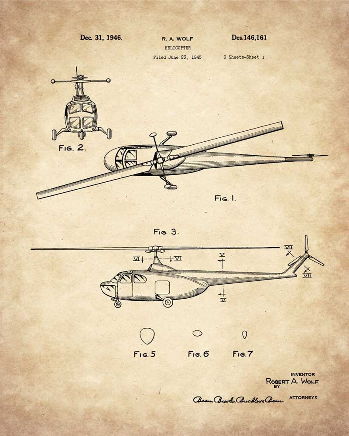 Helicopter Military Patent Print Wall Art, Military Gift, Blueprint Art ...