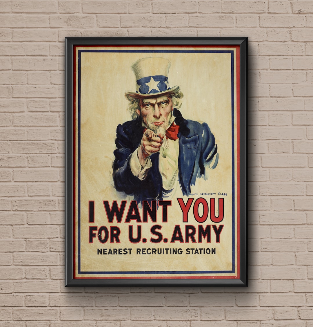 Uncle Sam 'I Want You' WWII Army Recruitment Poster - Etsy