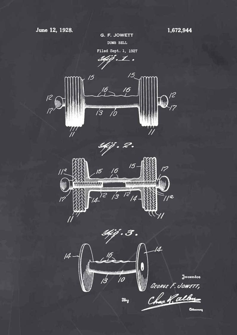 Dumbbell Patent Print Fitness Poster Weight Lifting Poster - Etsy