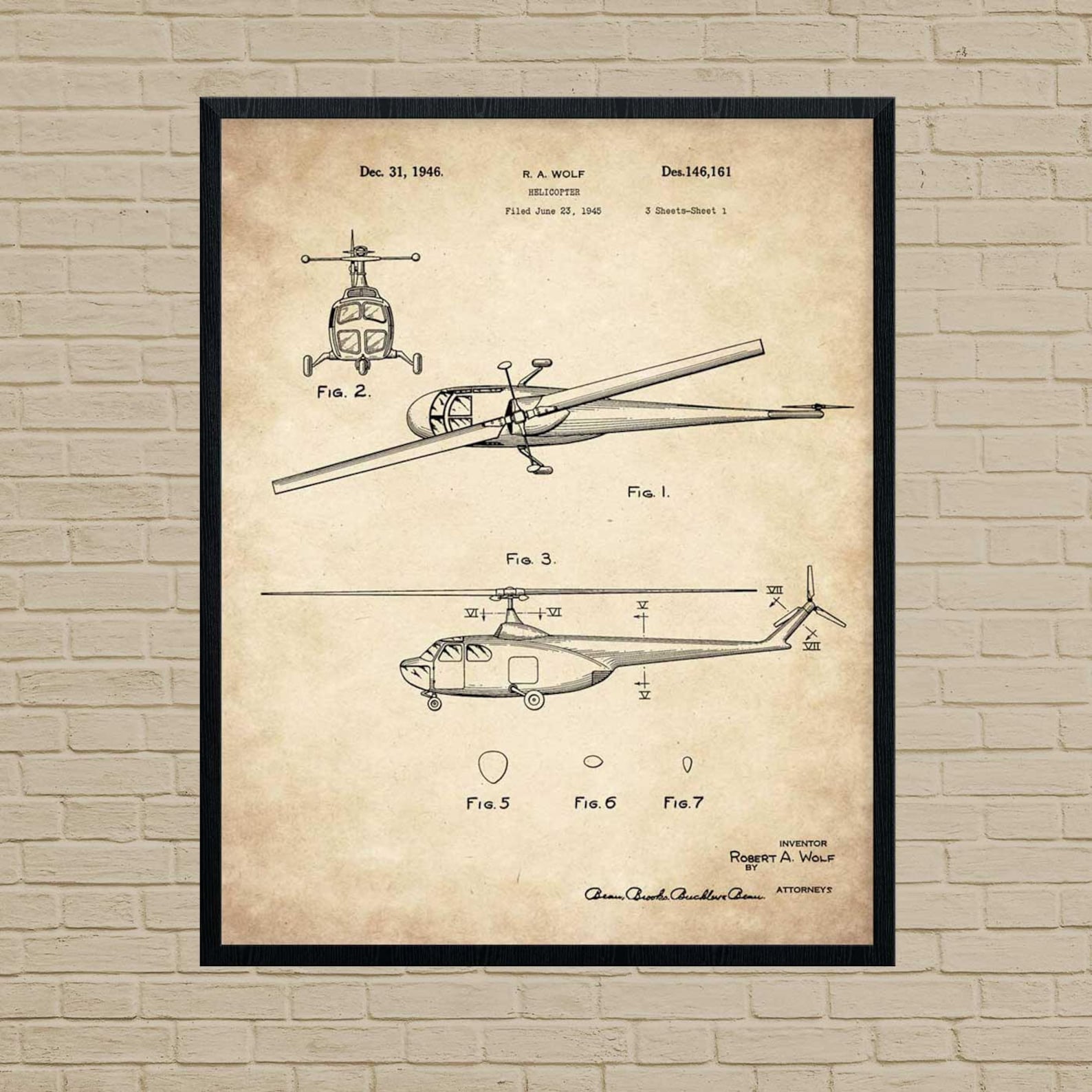 Helicopter Military Patent Print Wall Art, Military Gift, Blueprint Art ...