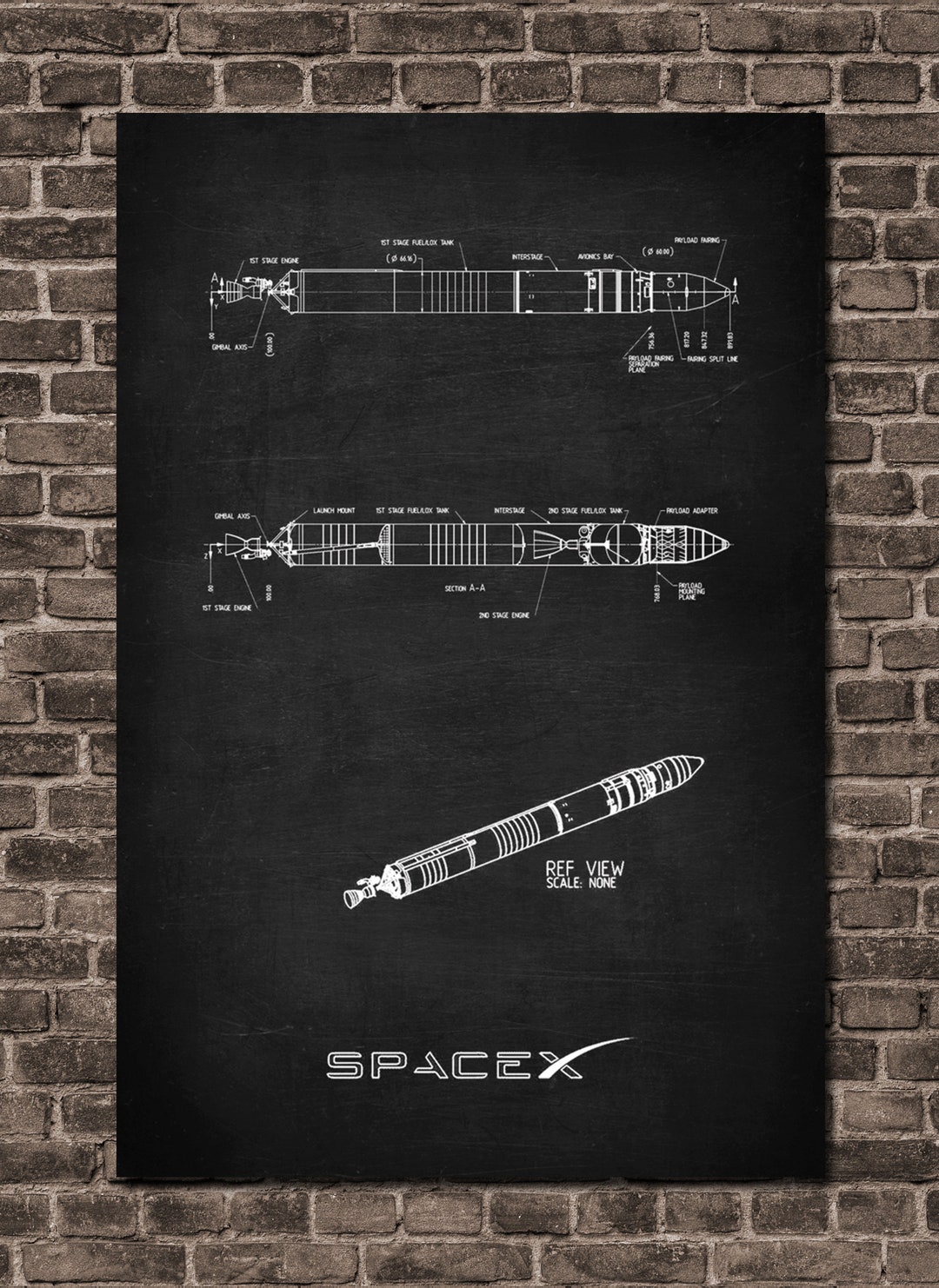 Spacex Patent Prints Poster Falcon 1, Spacex Wall Art, Falcon Blueprint ...