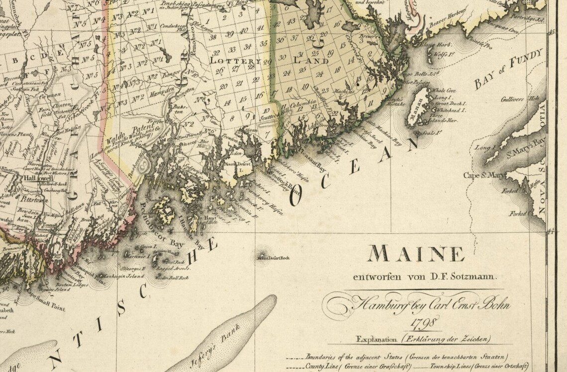 Map of Maine 1798 Maine Map Old Maine Map Vintage Maine | Etsy