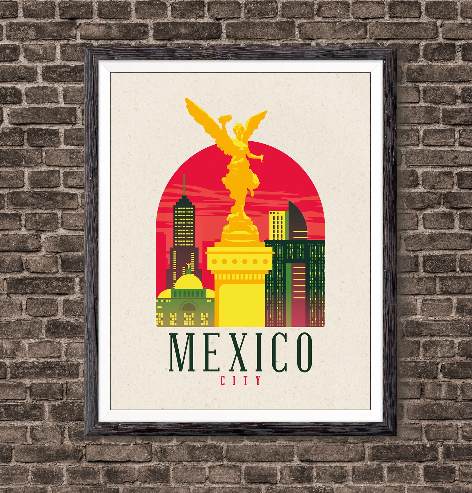 Mexico Travel Art Print Mexico City Skyline Vintage Travel - Etsy