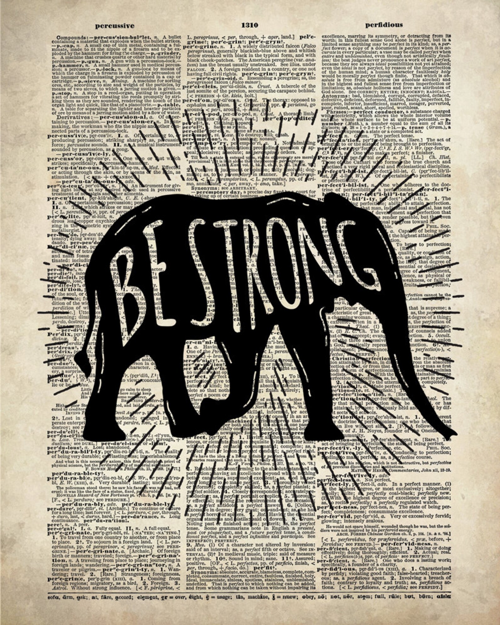 Elephant Vintage Dictionary Art Print Elephant Print - Etsy