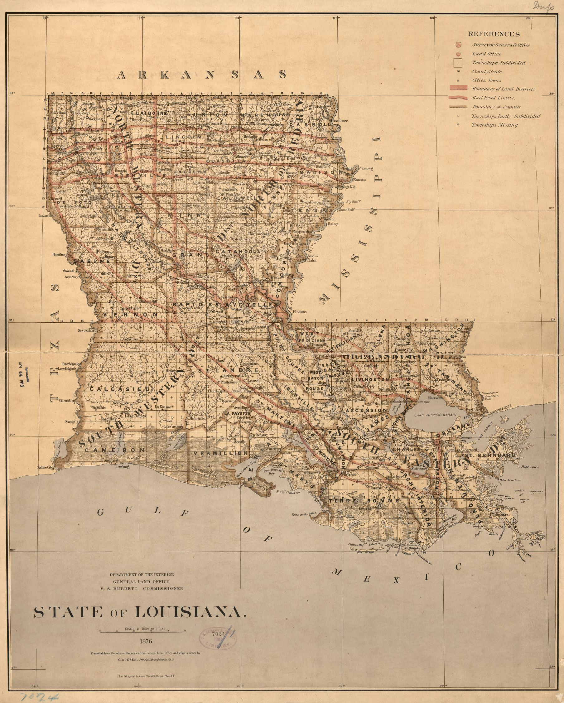 Louisiana Map - Map of Louisiana - Vintage Louisiana - Old Louisiana ...