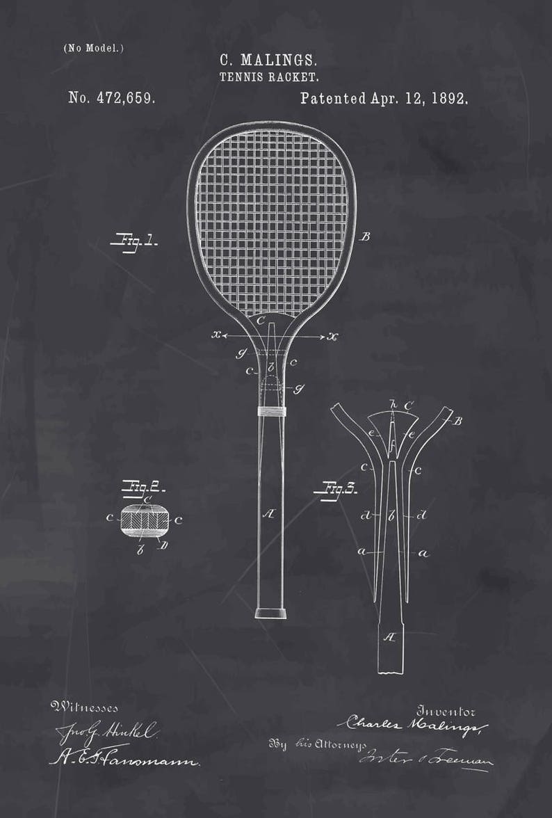 Tennis Poster Tennis Patent Set of 2 Inventions of Tennis - Etsy