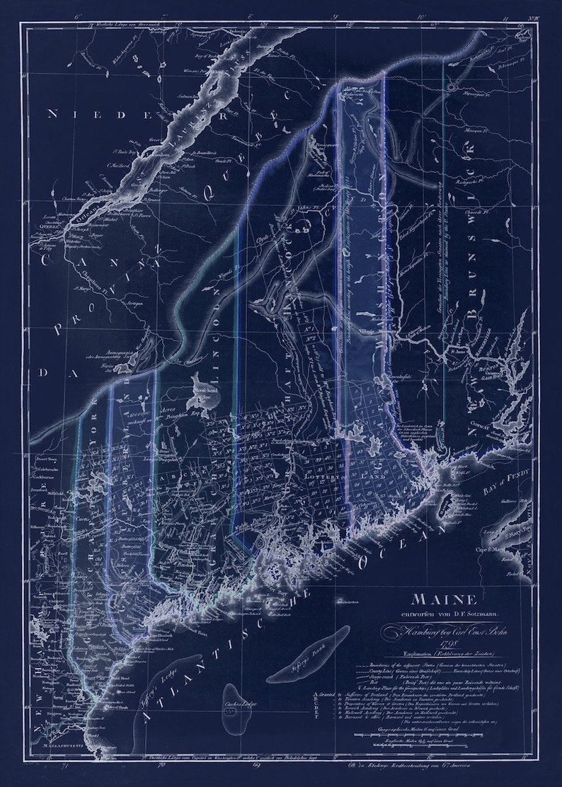 Map of Maine Vintage Maps 1798 maine map old maine map | Etsy