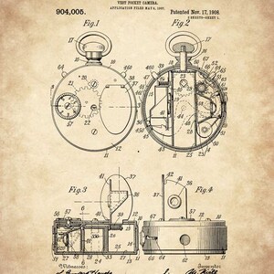 Vintage Pocket Camera Patent Print, Photographer Gift, Camera Decor - Etsy
