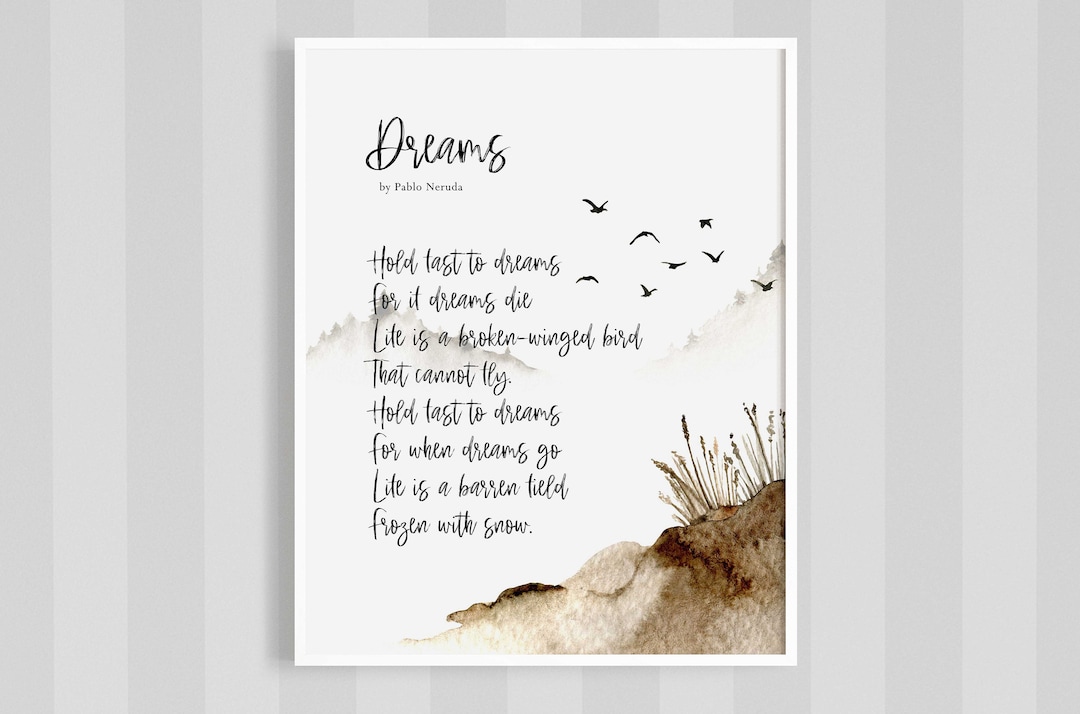 Dreams Poem by Langston Hughes Poetry Art Print Quote Bedroom Decor - Etsy