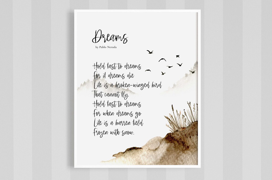 Dreams Poem by Langston Hughes Poetry Art Print Quote Bedroom - Etsy