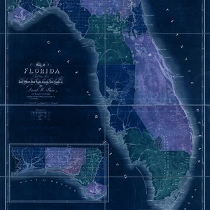 Old Map of Florida 1839 Vintage Map, Nautical Decor Wall Art, Antique ...