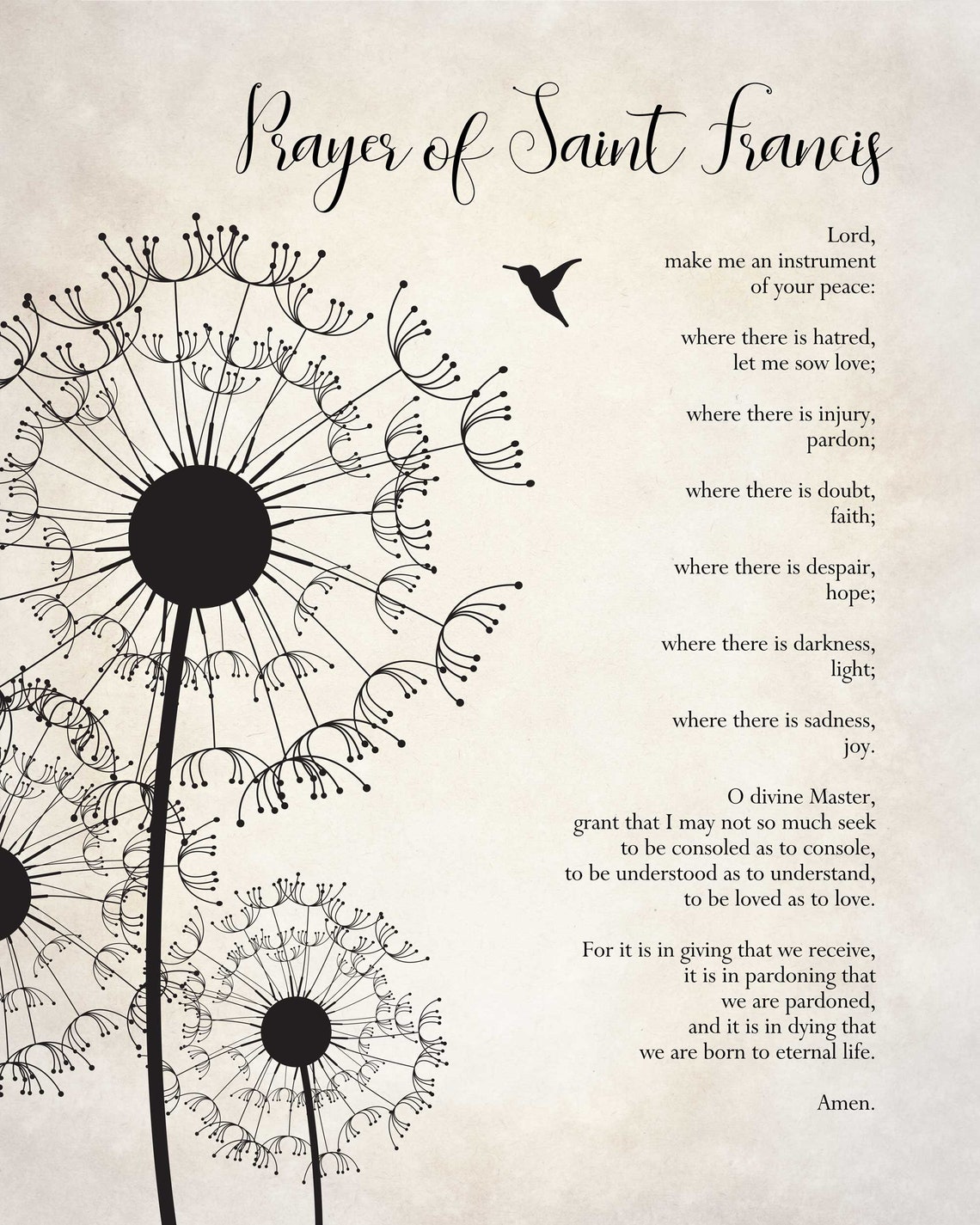 Prayer of Saint Francis Art Print Catholic Vintage Wall Art - Etsy