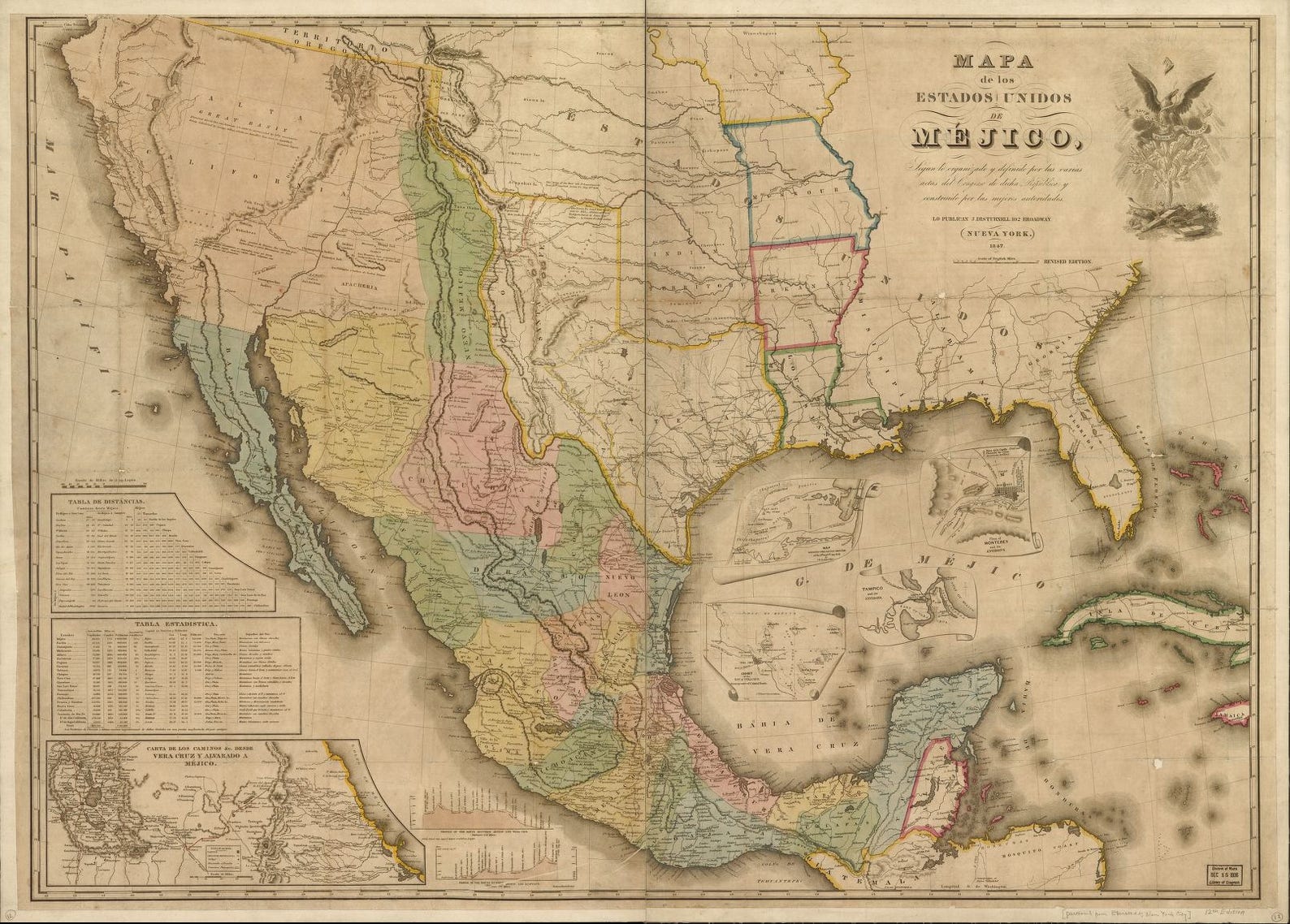 Map of MEXICO 1847 Old Map of Mexico Map of Mexico Old - Etsy