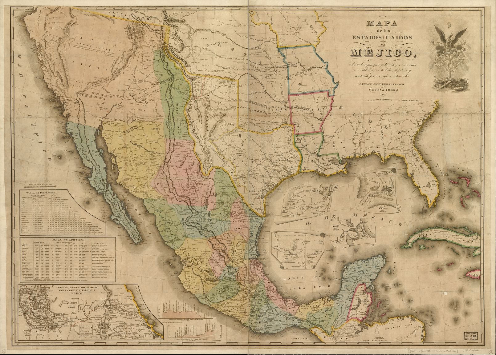 Old Mexico Map Print, 1847 Historic Wall Art - Etsy