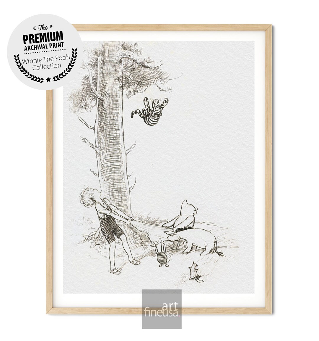Pooh Classic Art Print, Winnie the Pooh Bear Classic Vintage Style ...