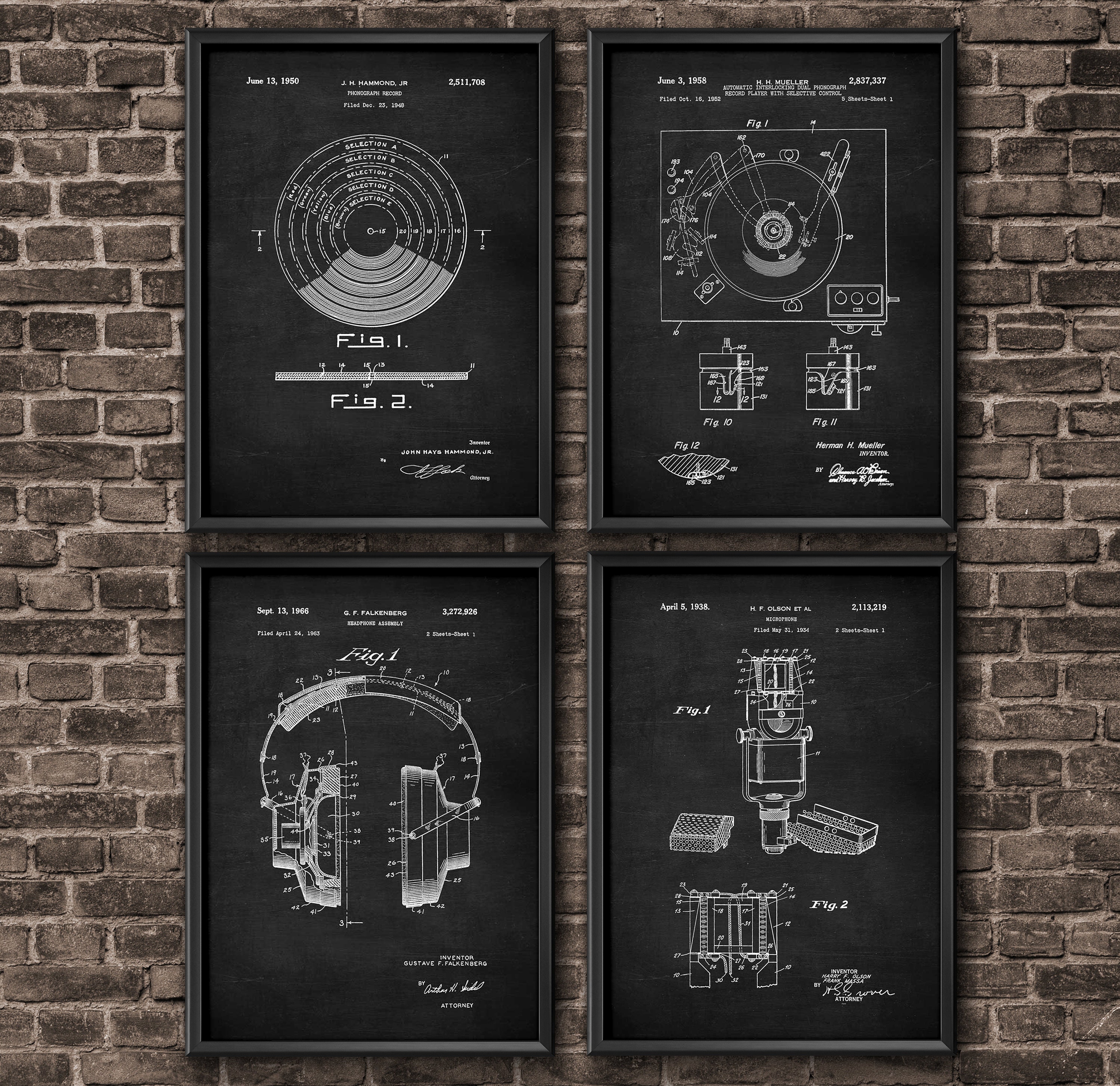 Music Lover Gift Wall Art Music Poster Set of 4 Vintage | Etsy