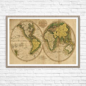 Vintage World Map, Old World Map 1795, Historic Map, Antique ...