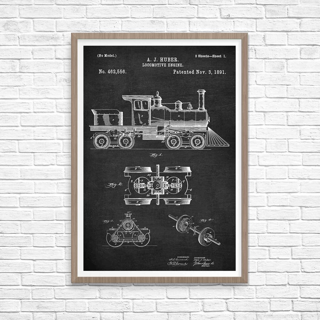 Locomotive Patent Print, Train Patent, Train Engine Patent, Train Art ...