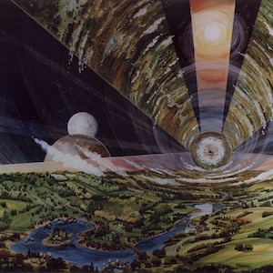 NASA Space Colony Art, Cylindrical Colonies, Space Poster, Space Travel ...