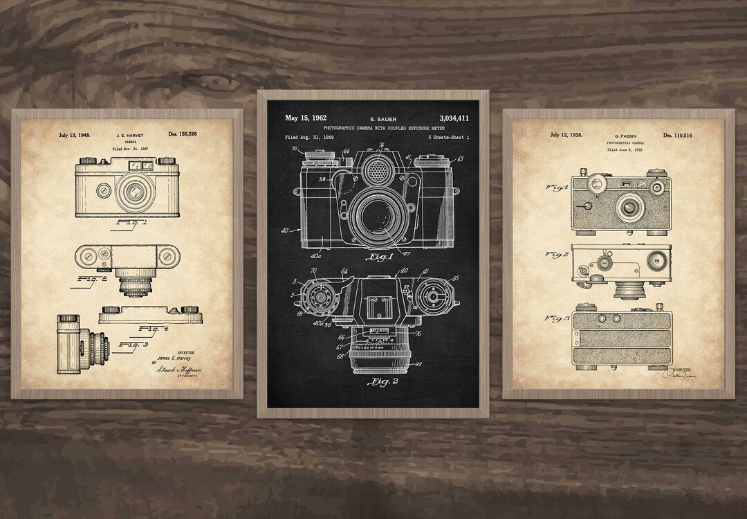 Camera Patent Print Wall Art, Photographer Gift, Camera Art, Set of 3 ...